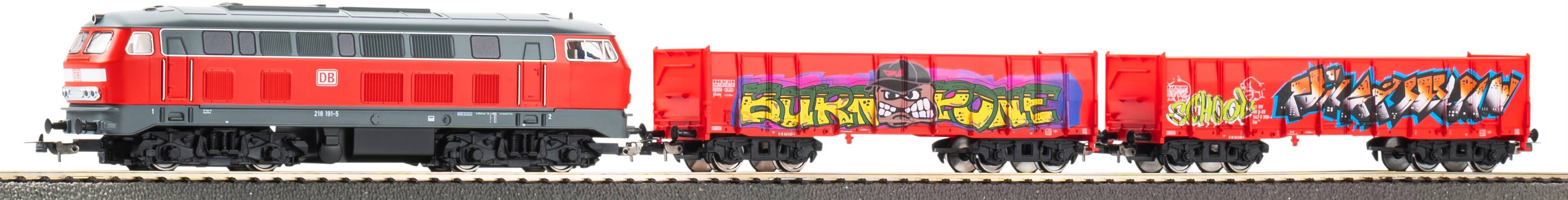 Piko 57032 H0 - Startset kids goederentrein BR 218 DB AG met twee open ...